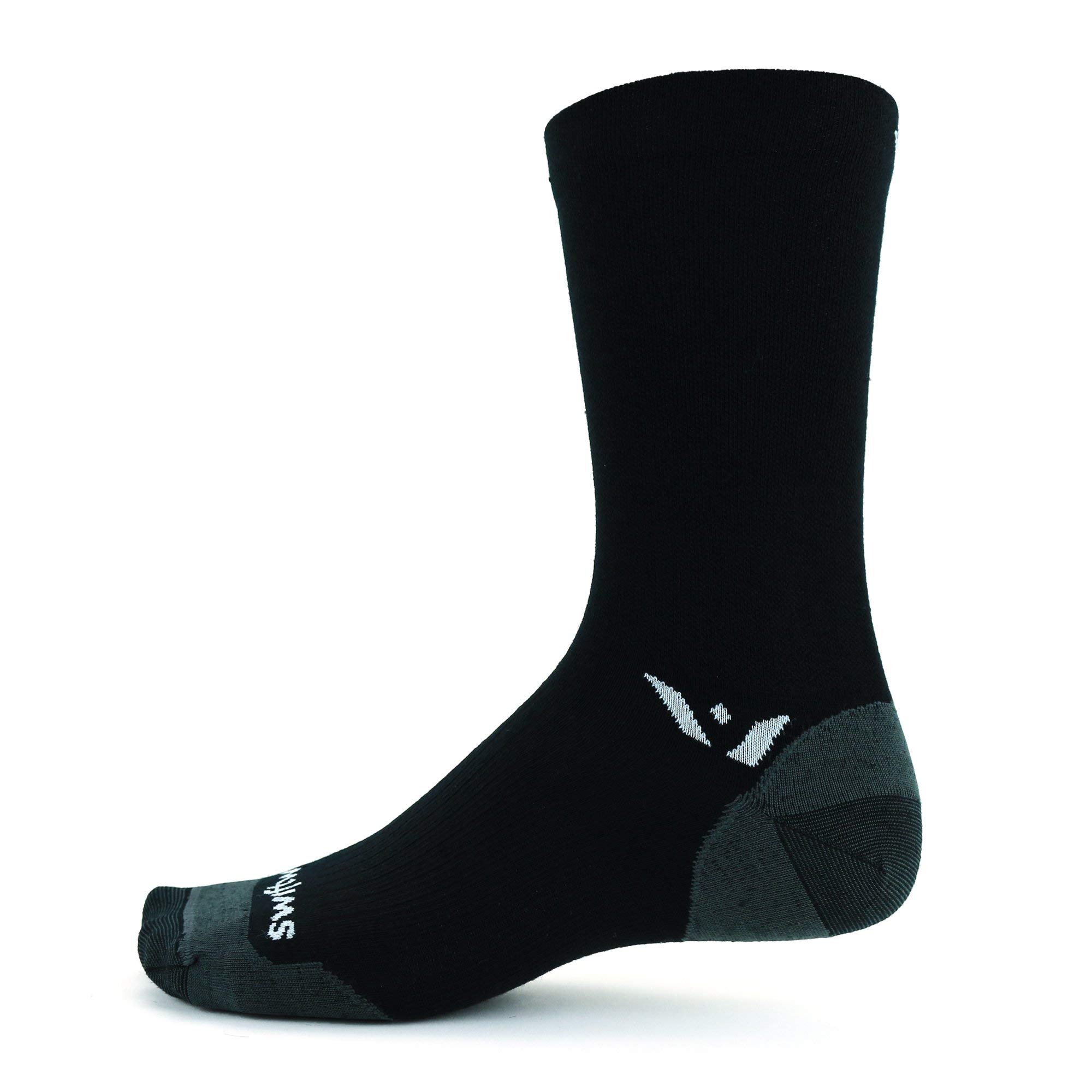 Swiftwick- PURSUIT SEVEN Ultralight Cycling and Mountain Biking Socks, Merino Wool (Black, Large)