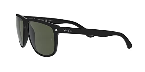 Ray-Ban RB4147 Boyfriend Square Sunglasses, Black/Polarized Dark Green, 56 mm