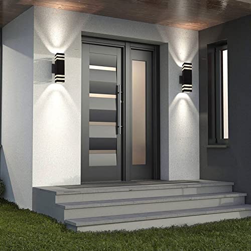 Tsiun Dusk to Dawn Outdoor Wall Lights, Exterior Light Fixture Up Down Sconces with E26 Socket, Waterproof Lamp Porch Lanterns Wall Mount, Anti-Rust Outside Lights for House, Patio, Garage, 2 Pack