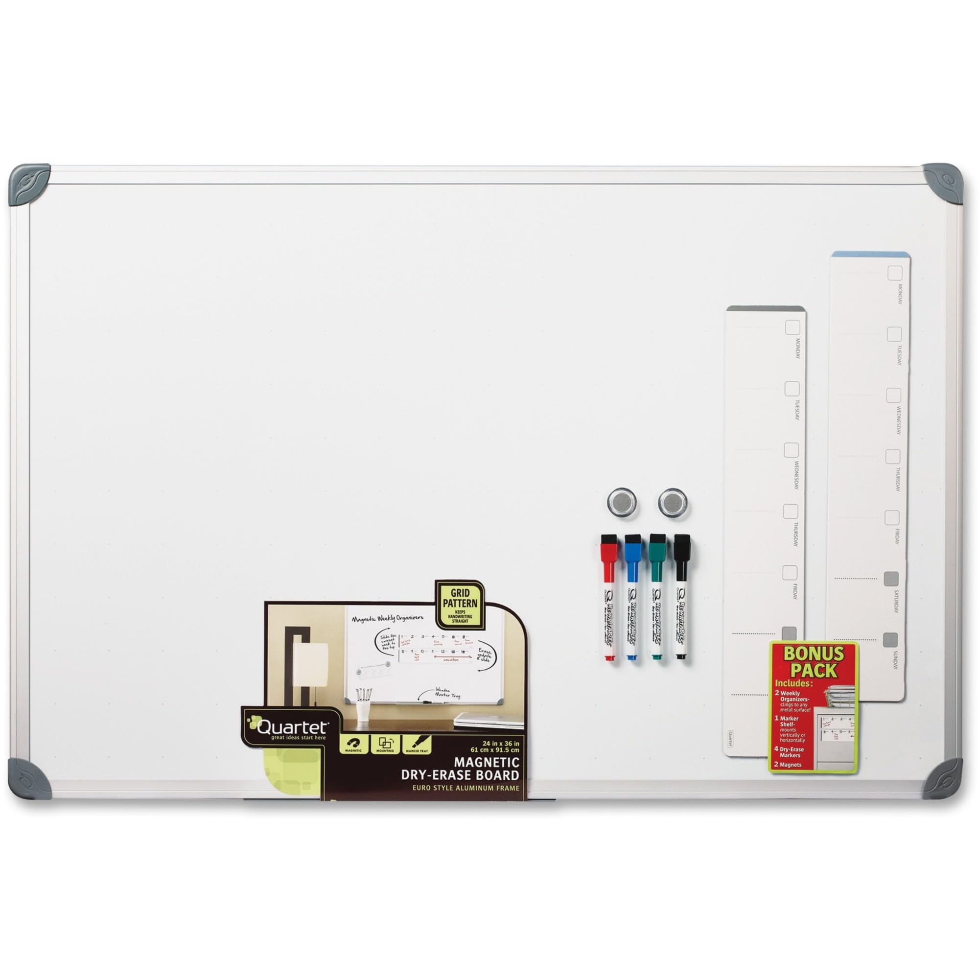 Quartet Magnetic Dry-Erase Board, 2' x 3' White Board, Euro Style, Aluminum Frame (79378)