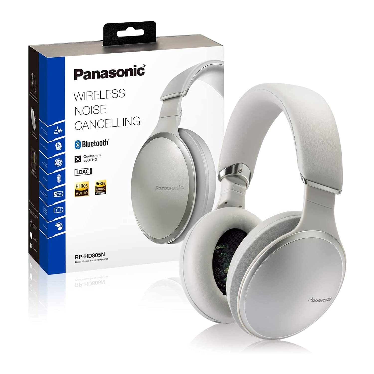 Panasonic Noise Cancelling Over The Ear Headphones with Wireless Bluetooth, Alexa Voice Control & Other Assistants β Silver (RP-HD805N-S), One Size Fits All