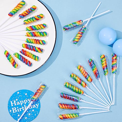 Twisty Lollipop, Rainbow Twist Lollipops Individually Wrapped Bulk, Kid's Lollipops Candy for Birthday, 12g Mixed Fruit Flavor 30 Pack