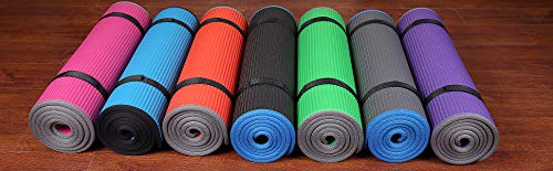 Signature Fitness All-Purpose 2/5-Inch (10mm) Extra Thick High Density Anti-Slip Exercise Pilates Yoga Mat with Carrying Strap Purple