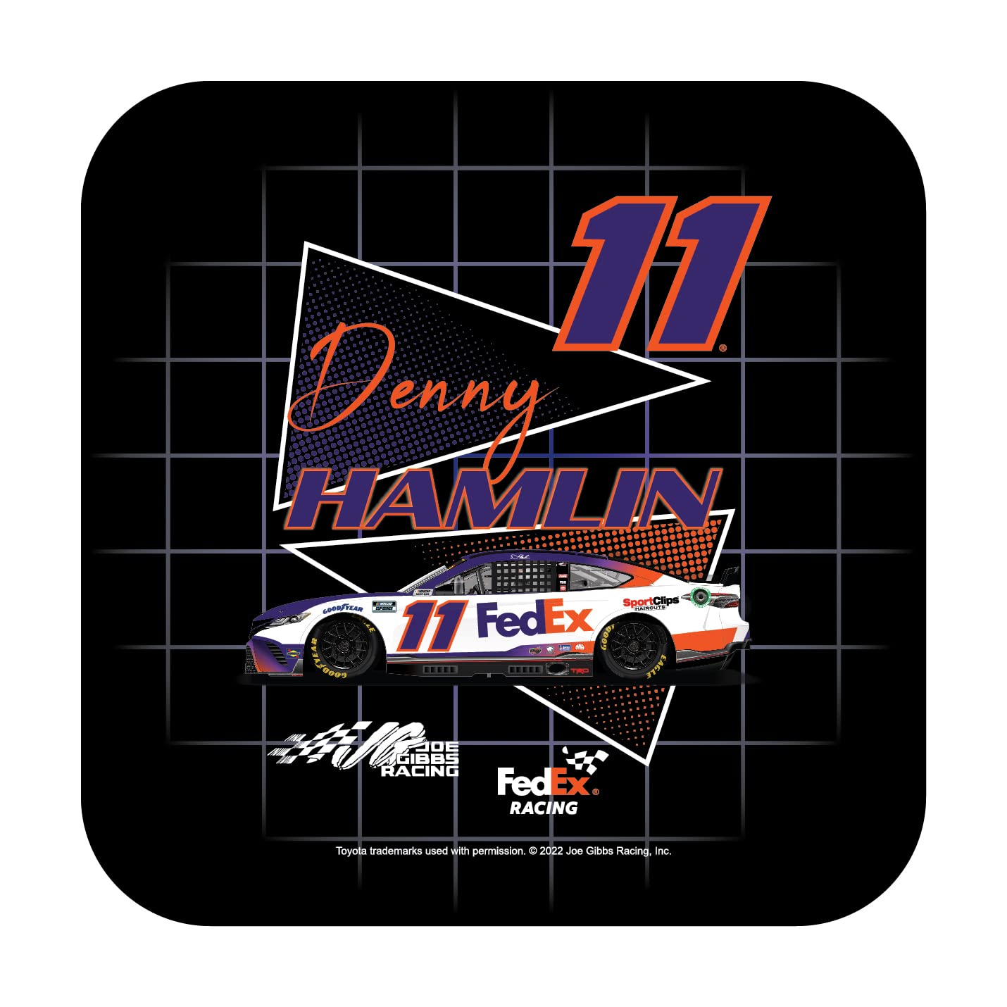 R and R Imports Nascar #11 Denny Hamlin 4-Inch Vinyl Decal Sticker retro design