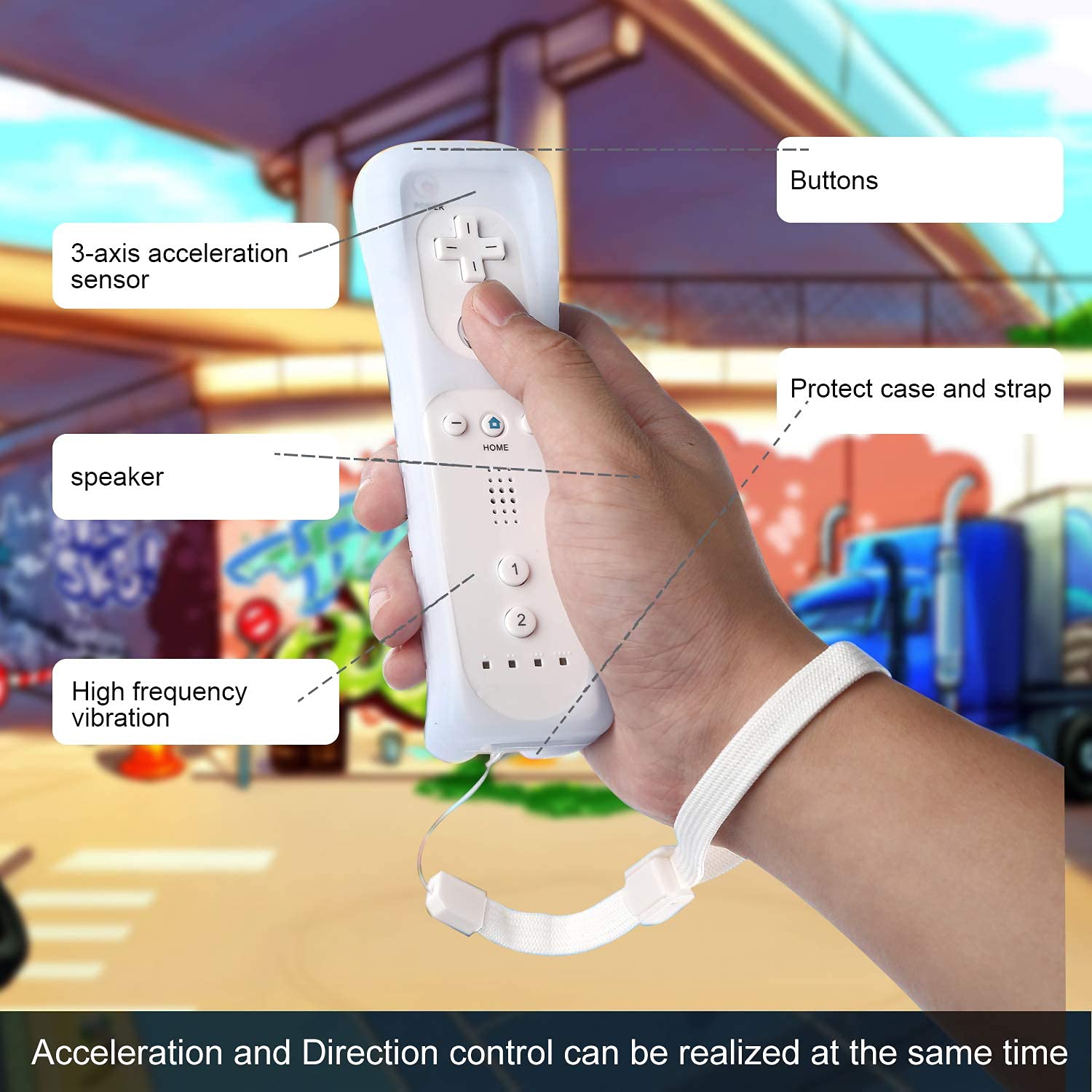PowerLead Controller for Wii, Built-in Motion Plus Remote and Nunchuck Controller for Nintendo Wii and Wii U + Silicon Case White