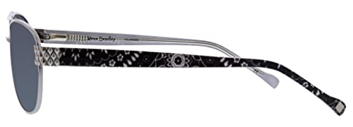 Vera Bradley Women's Marlene Polarized Aviator Sunglasses, Black Bandana Medallion, 56