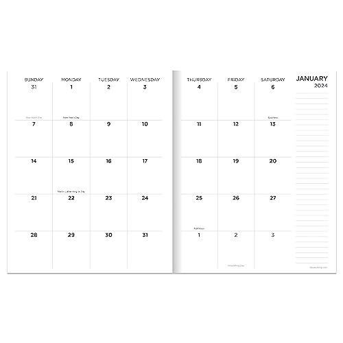 TF PUBLISHING 2024 Kraft Medium Monthly Planner | 2 Page Spreads | Large Calendar Grid and Planning Prompts | 12 Month Calendar for School and Work | Journal and Note Space | 6.5" x 8"