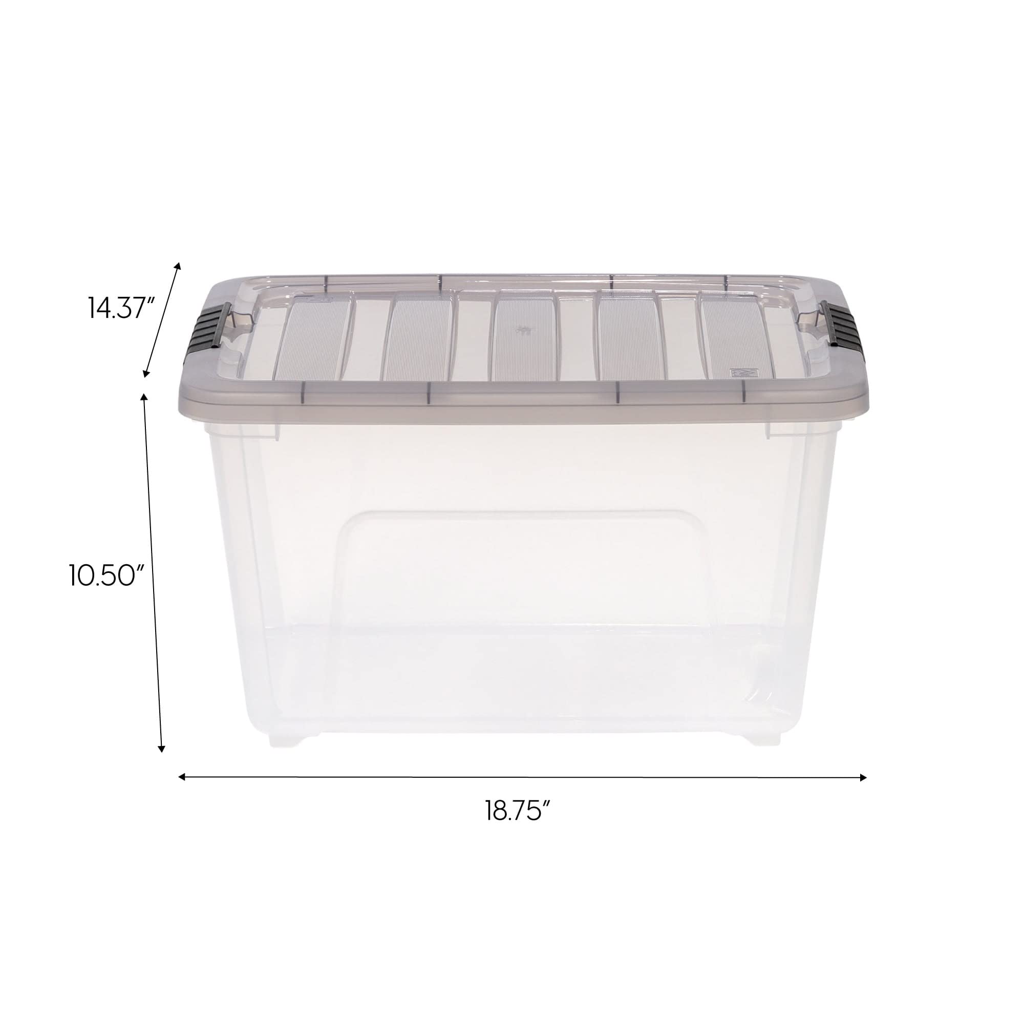 TeIdea 32 Quart Stack & Pull™ Clear Plastic Storage Box with Buckles, Gray, Set of 5