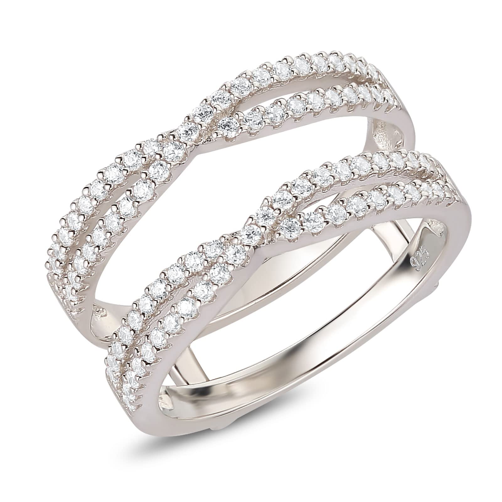 Wuziwen Infinity Women's Guard Ring Enhancers for Engagement Rings CZ 925 Sterling Silver Size 6