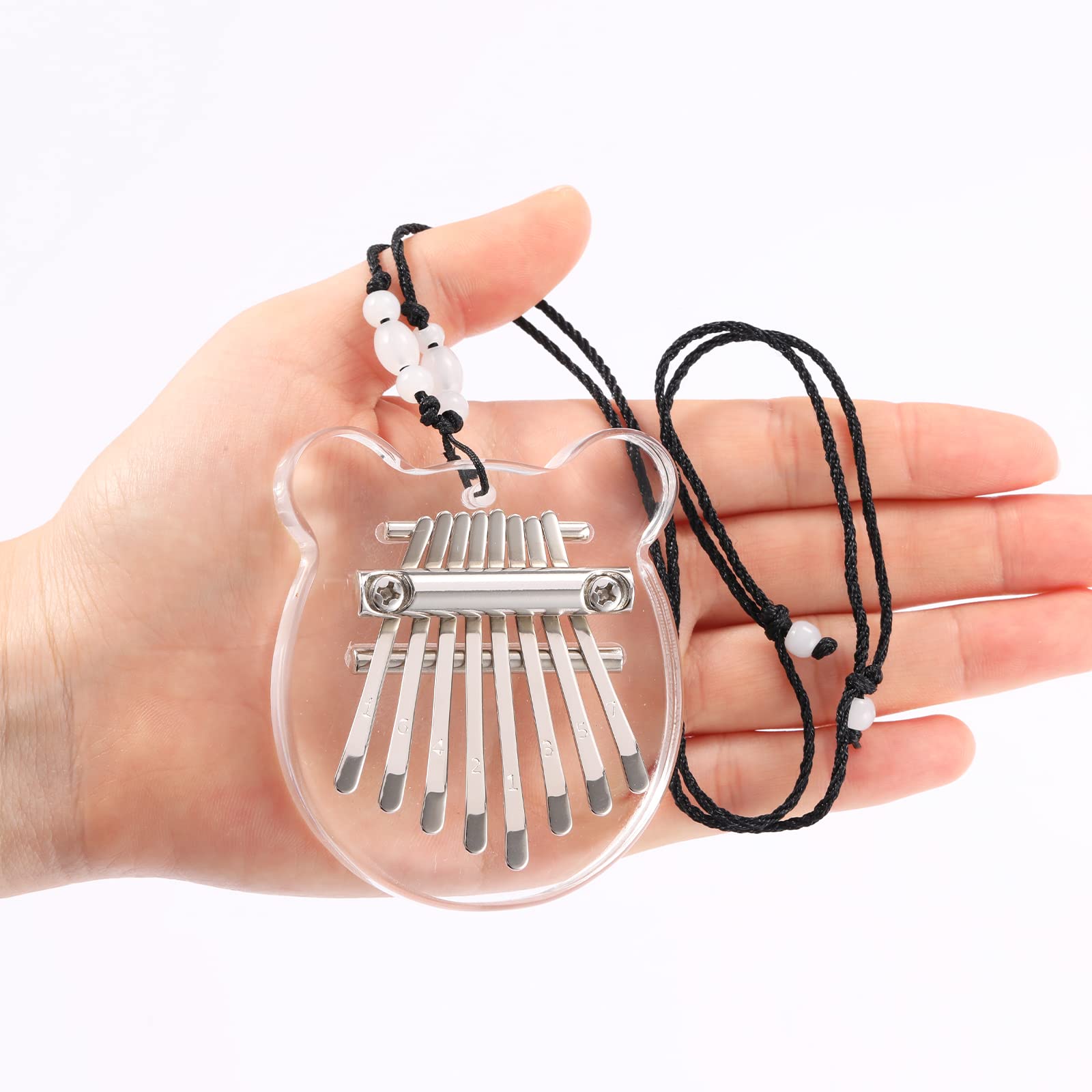 Yodooshi Mini Kalimba Thumb Piano, 8 key Delicate Finger Piano, Pendant Gift for Beginners' Introduction to Music (Transparent)
