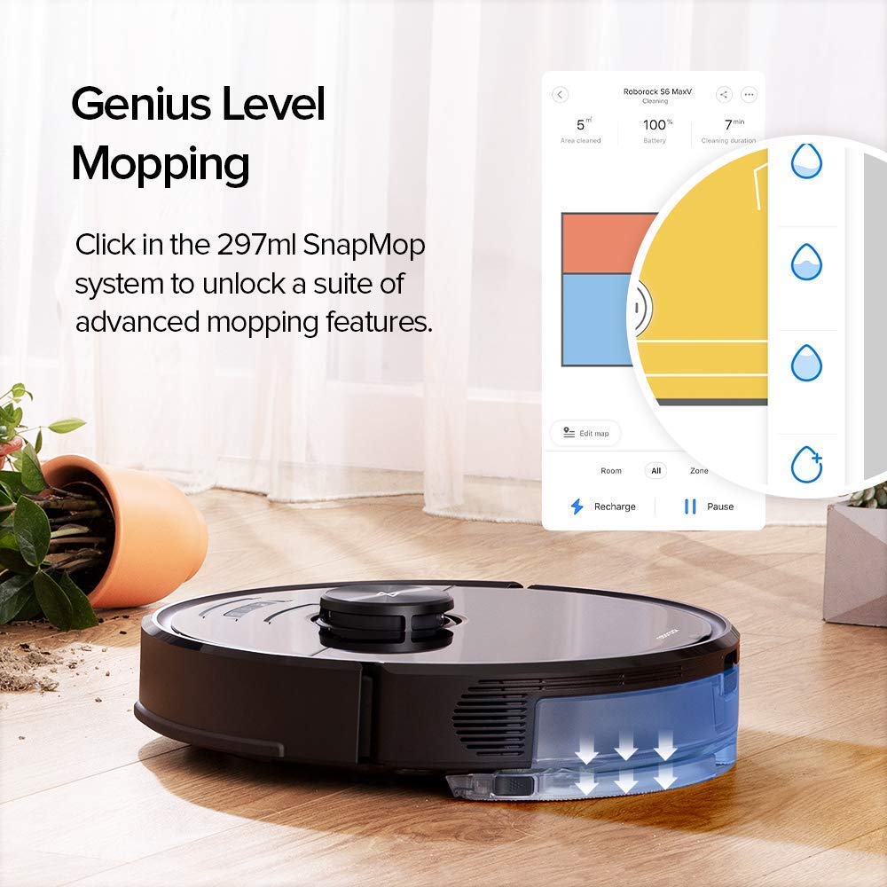 roborock S6 MaxV Robot Vacuum Cleaner and Mopping Cloth(2 Pcs) Bundle