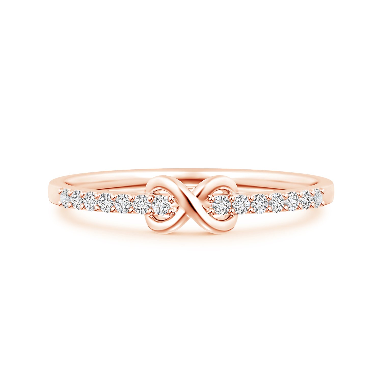 Pure Ignis Round H SI2 Lab Created Diamond Infinity Promise Ring For Her in 14k Rose Gold (Ring For Her Size 6.5) - April Birthstone
