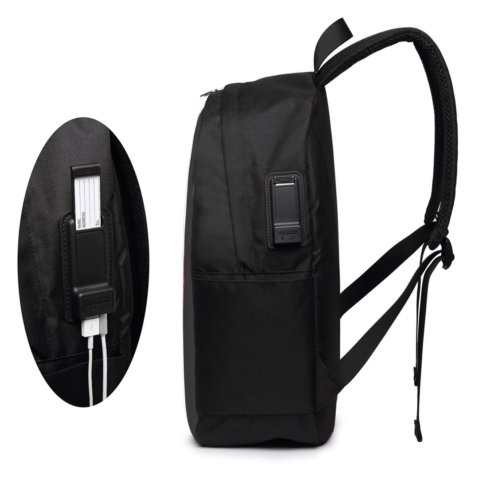 Tjervhie Motionless Rock In Band White Backpack,unisex casual book bags,external usb interface,earphone cable interface,label.traveling backpack suitable for business