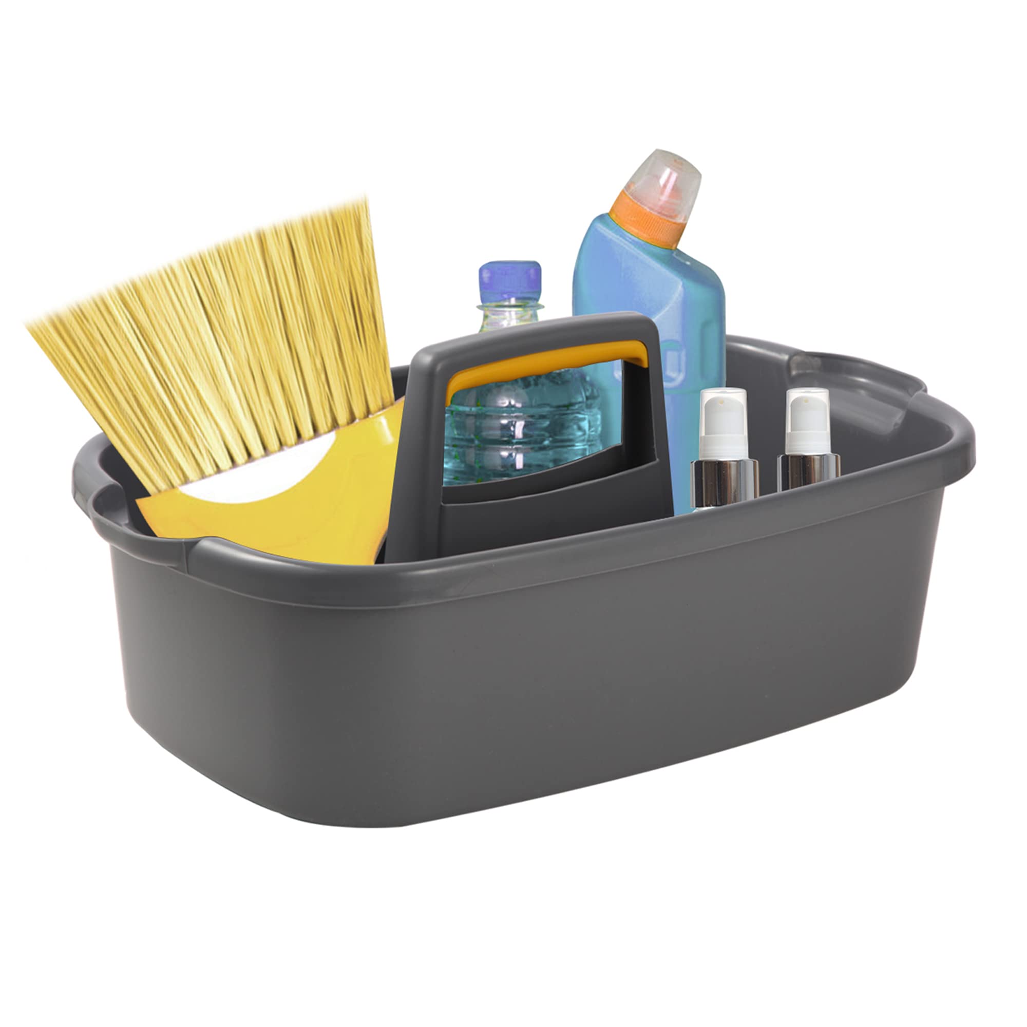 Whalegend Cleaning Caddy, Cleaning Caddy Organizer with Handle, Plastic Tool Storage Cleaning Supply Caddy for College Dorm, Kitchen, Garden, Under Sink,Gray