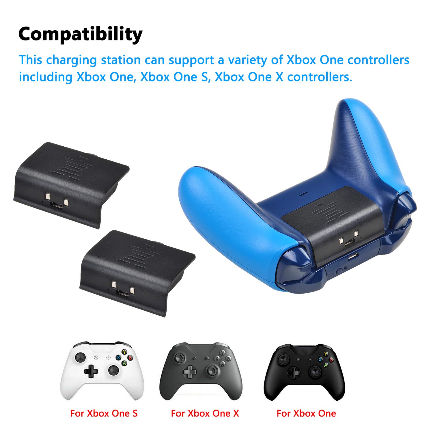 PowerTrust Rechargeable Battery Compatible with Xbox One Controller Battery with 2 in 1 Micro USB Cable and Charge Kit for Xbox One/One S/One X/Elite Wireless Controller