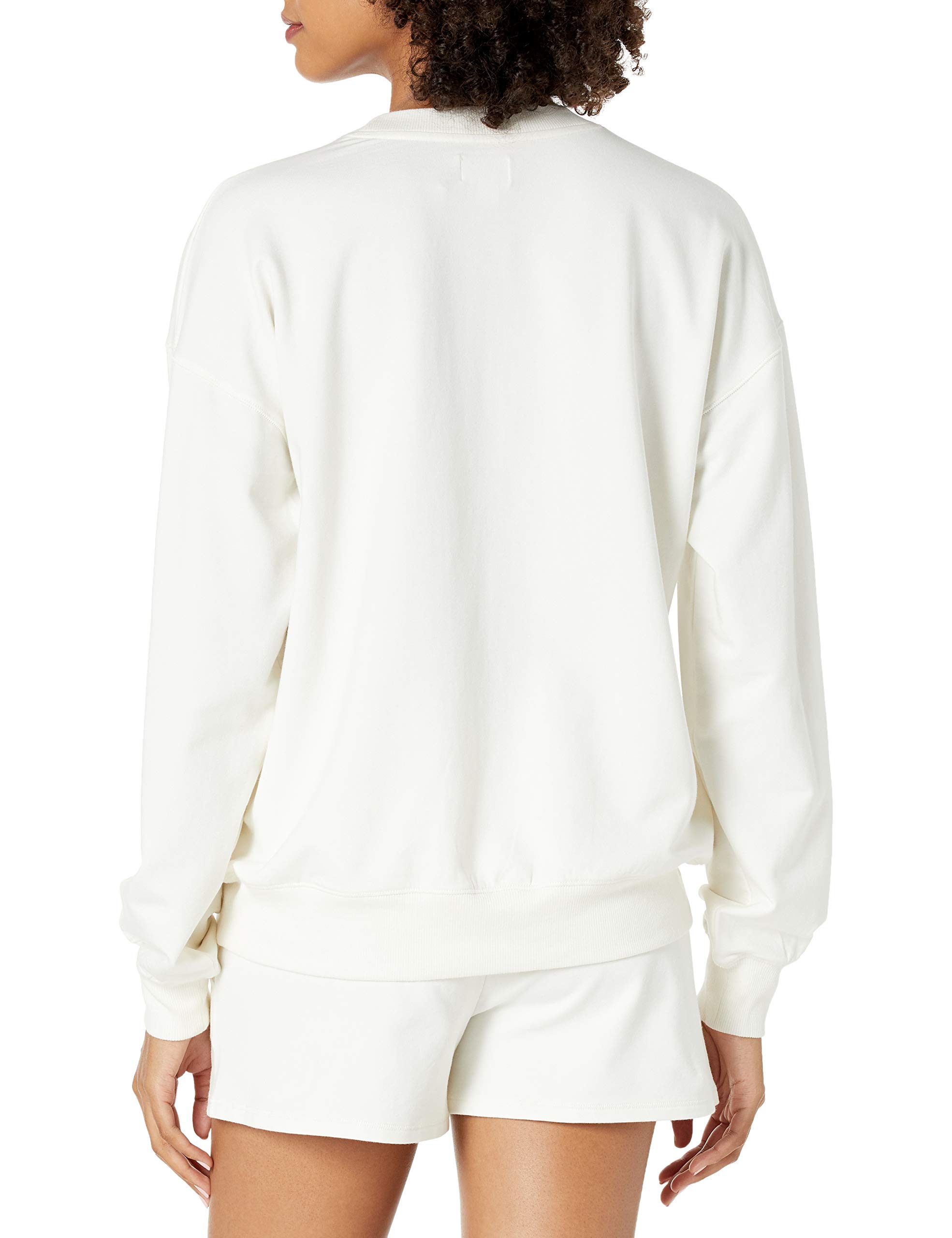 The Drop Women's Margot Loose Long Sleeve Crewneck Drop Shoulder Sweatshirt, Ivory, M