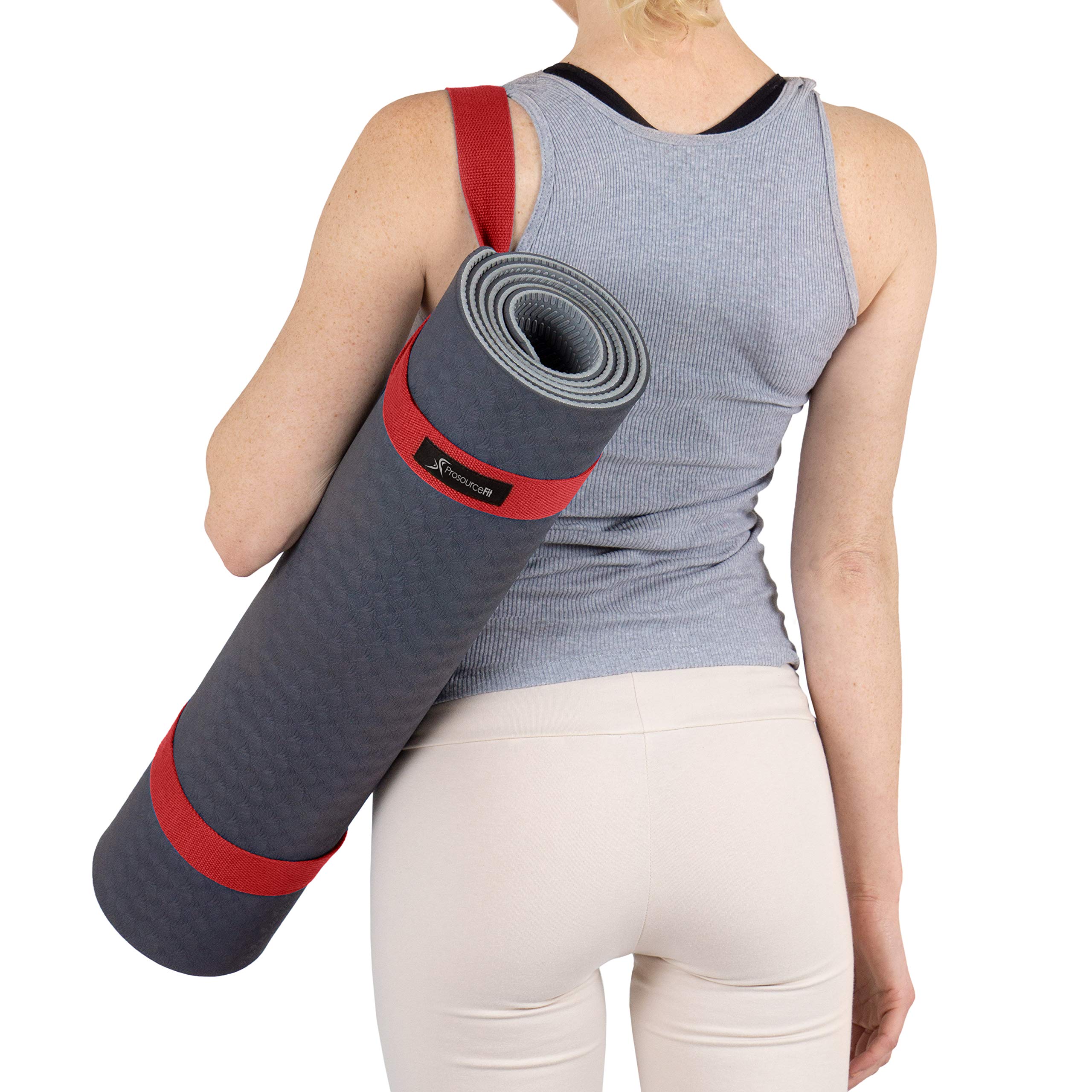 ProsourceFit Yoga Mat Carrying Sling, Easy Adjustable Carry Strap 60” Long Cotton (5 Colors to Choose From)