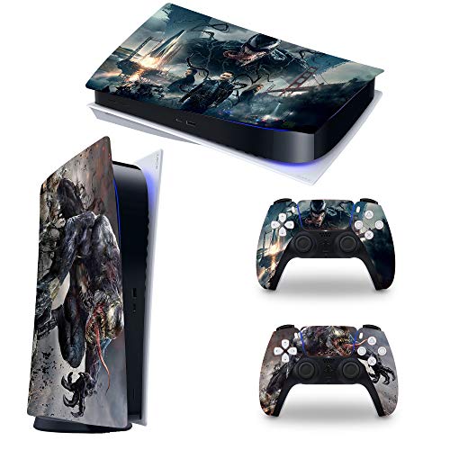PlayStation 5 Skin Set β Black Spider - HD Printing Vinyl Skin Cover Protective for PS5 Standard Edition Console and 2 PS5 Standard Edition Controller