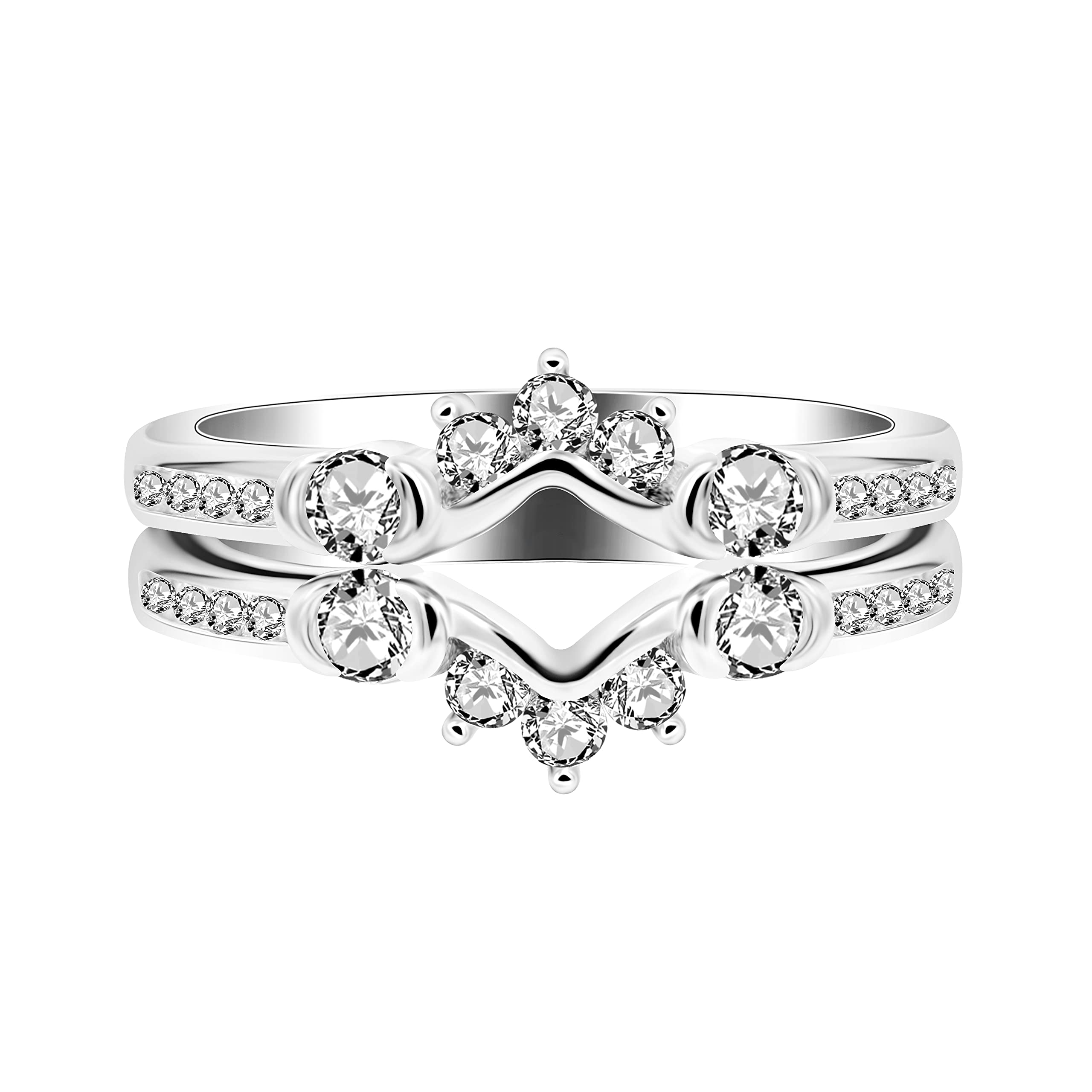 Uloveido 925 Sterling Silver Cubic Zirconia 2 Stackable Rings Enhancer for Women Wedding Engagement Anniversary Promise Rings Y1519 (Size 9)