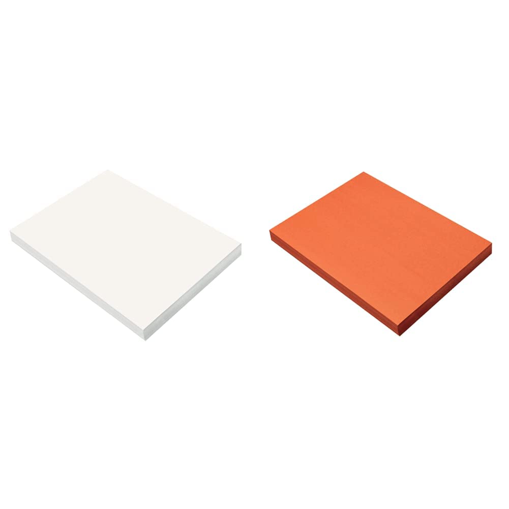 Prang Construction Paper Bundle - White and Orange (100 Sheets Each)