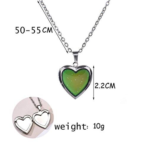 swqfzki Color Changing Heart-shaped Openable Locket Mood Necklace Emotion Feeling Pendant Necklace Adjustable Size Mood Rings 2pcs