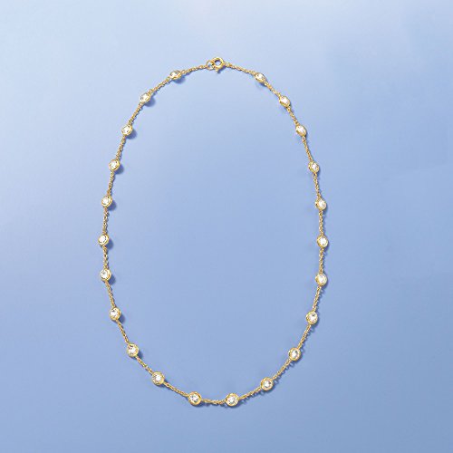 Ross-Simons 10.00 ct. t.w. Bezel-Set CZ Station Necklace in 18kt Gold Over Sterling. 16 inches