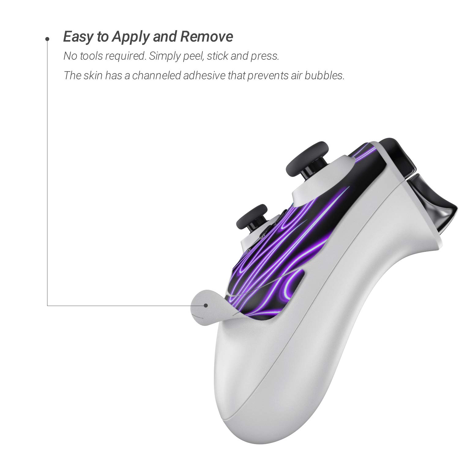 Purple Neon Flames Skin Decal Compatible with Microsoft Xbox One and One S Controller - Full Cover Wrap for Extra Grip and Protection