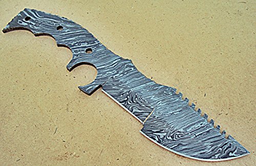 Poshland BB-17 Handmade Damascus Steel Blank Blade Full Tang Tracker Knife