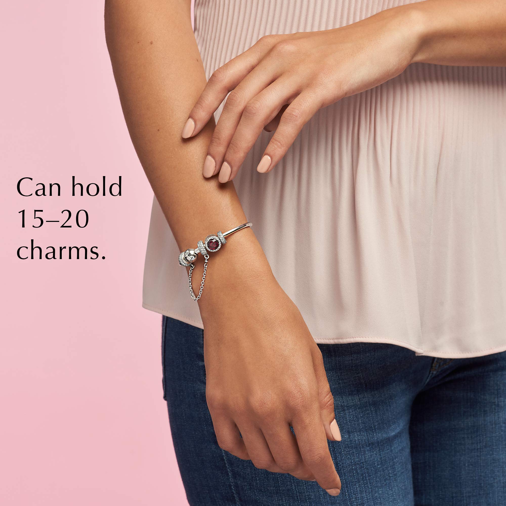PANDORA Silver Bangle w Rose Clasp