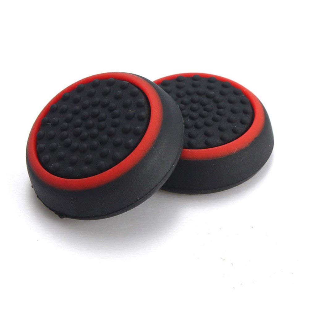 Silicone Thumb Stick Joystick Cap Analog Grip Thumbsticks Cap Cover Case for PS4 PS3 Xbox One Xbox 360 Game Controllers (Black-Red)