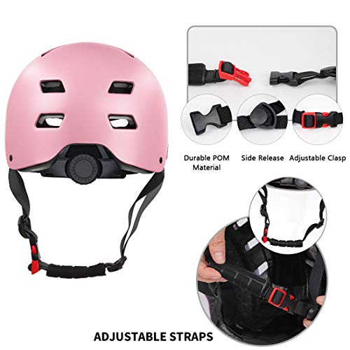 Skateboard Bike Helmet with Two Removable Liners Adjustable Ventilation for Multi-Sport Scooter Roller Skate Inline Skating,3 Sizes for Kids,Youth,Adult