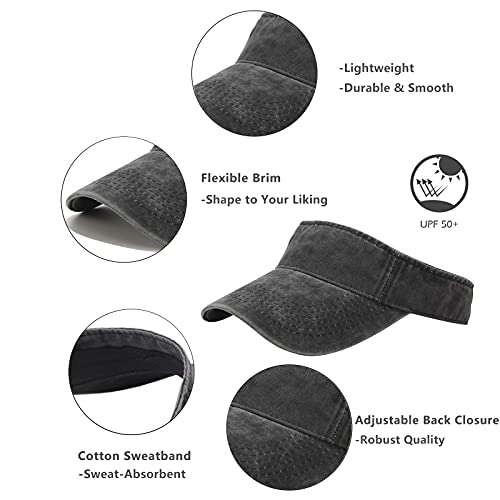 Unisex Sun Visor Quick Dry Sweatband Sports Hat for Climping Hiking Jogging Golf Fishing Workout Exercise Equipment 2 Pack(Black,White
