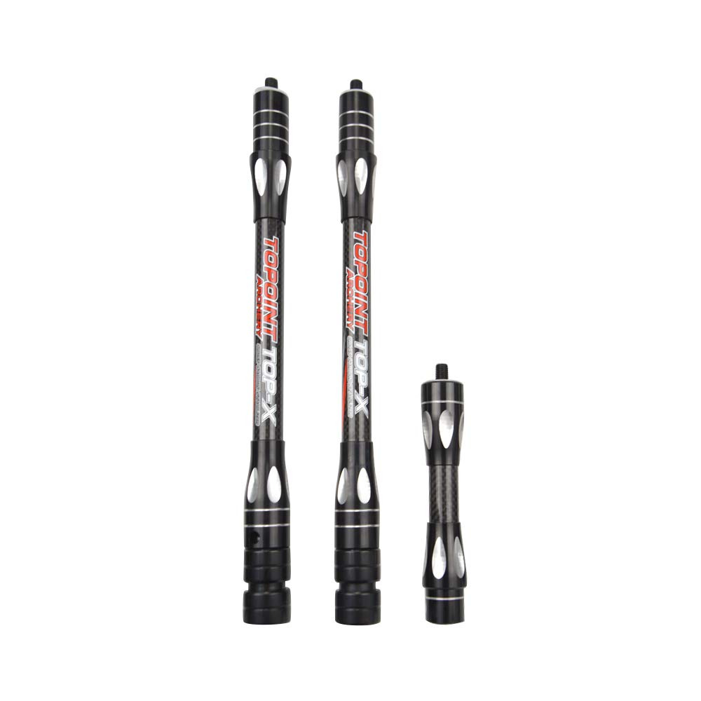 SHARROW 5 Inch 10 Inch 30 Inch Archery Stabilizer Balance Bar Set Detachable Pure Carbon Fiber Vibration Dampene Recurve Bow Accessory Hunting (Silver)