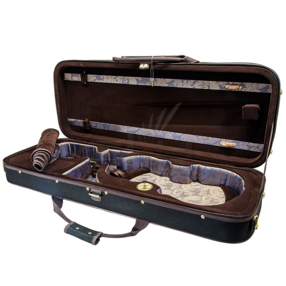 Paititi 16.5 inch Professional Oblong Shape Lighweight Viola Hard Case with Hygrometer Black/Brown
