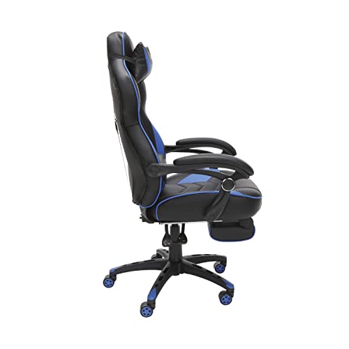 RESPAWN 110 Ergonomic Gaming Chair with Footrest Recliner - Racing Style High Back PC Computer Desk Office Chair - 360 Swivel, Adjustable Lumbar Support, Headrest Pillow, Padded Armrests - 2019 Blue