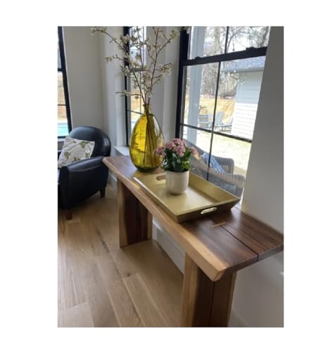 Rustic Pecan Live Edge Wood Console Table, Console Table Features a Live Edge, Modern, Wood Console Tables, End Tables, Console Table Family Friendly Foyer Tables