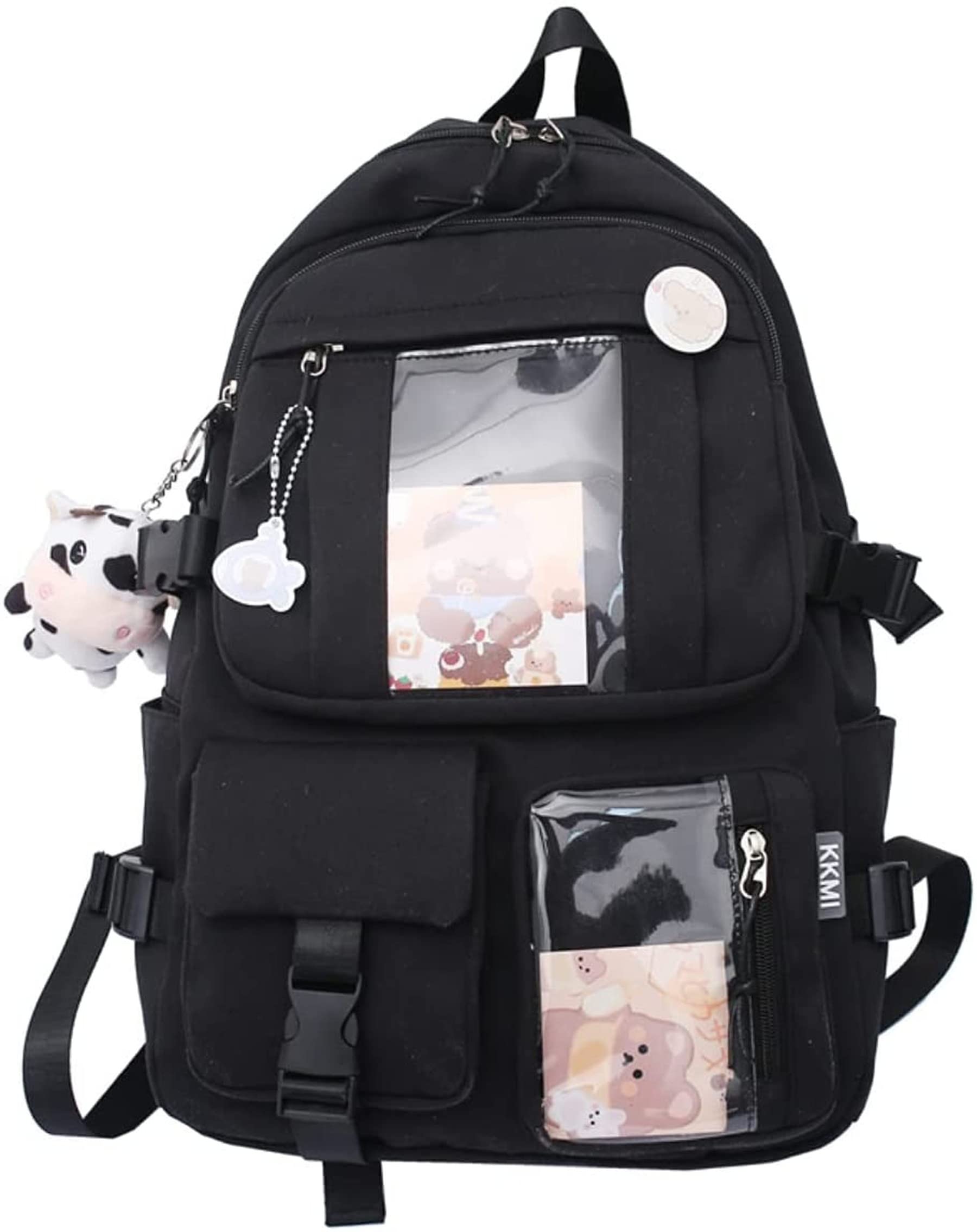 SHIDAI Kawaii Girl Backpack Cute Backpack Cute Aesthetic Backpack for School (Black,ONE SIZE) (DRF-1287)