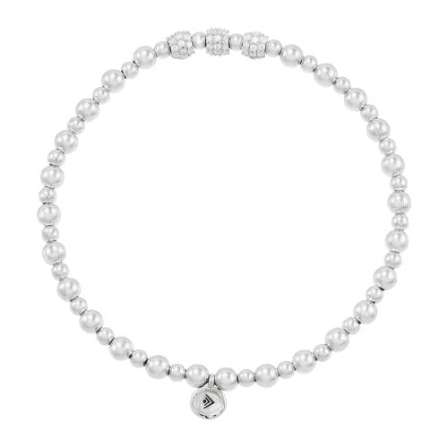 Silpada 'a Threefold of Beads' Cubic Zirconia Stretch Bracelet in Sterling Silver, 6 3/4"
