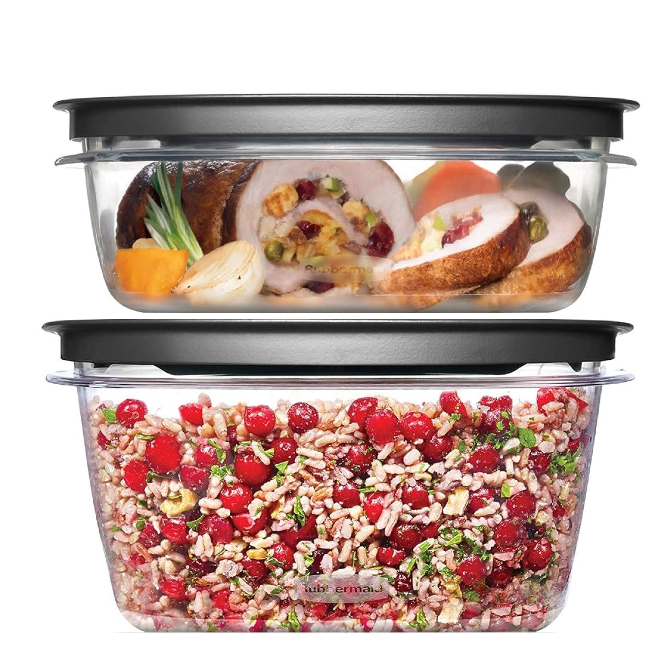 Utensilux Rubbermaid Premier Extra Large Size Container Bundle Set One Each Of, 9 Cup and 14 Cup Premier Flex & Seal Food Storage Set, Tritan Containers, Grey Flex and Seal Lids, 4 Piece Bundle Set