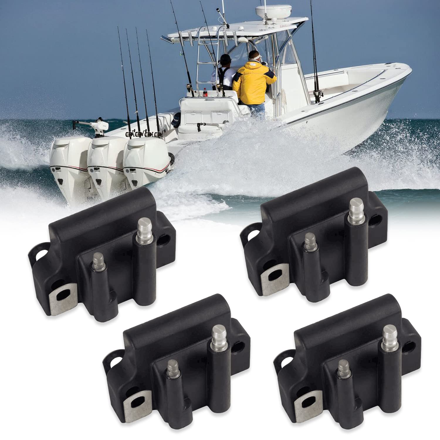 Tepeng 582508 Ignition Coils Compatible with 1985-2005 Johnson Evinrude Outboard Motor 4HP to 300HP Engines Replace 18-5179 183-2508 4 Pcs