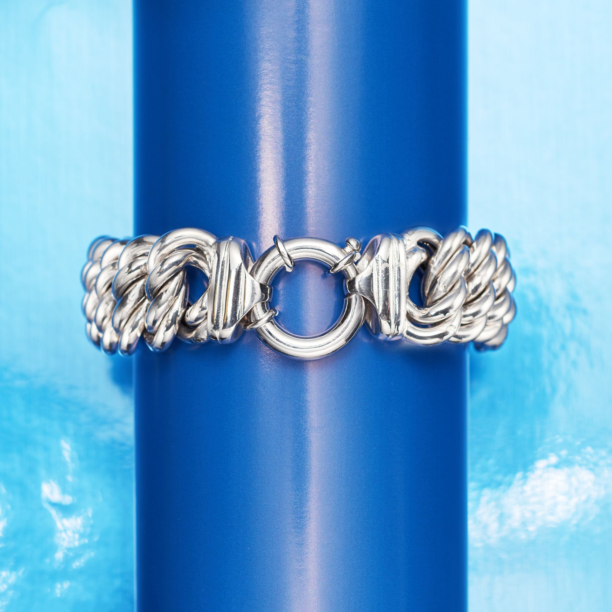 Ross-Simons Italian Sterling Silver Double Braid-Link Bracelet. 7.5 inches