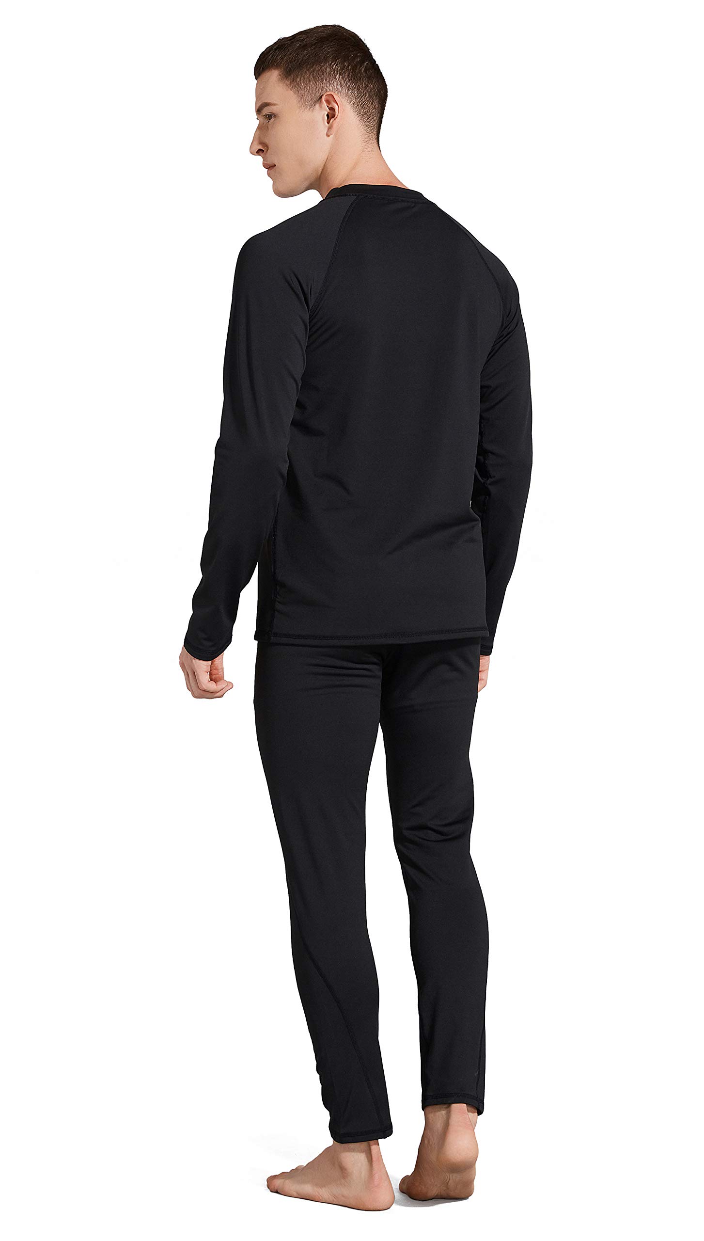 SERHOM Men's Thermal Underwear Set Compression Base Layer Men Cold Weather Fleece Ski Sport Long Johns Shirt for Men Boys, Black S