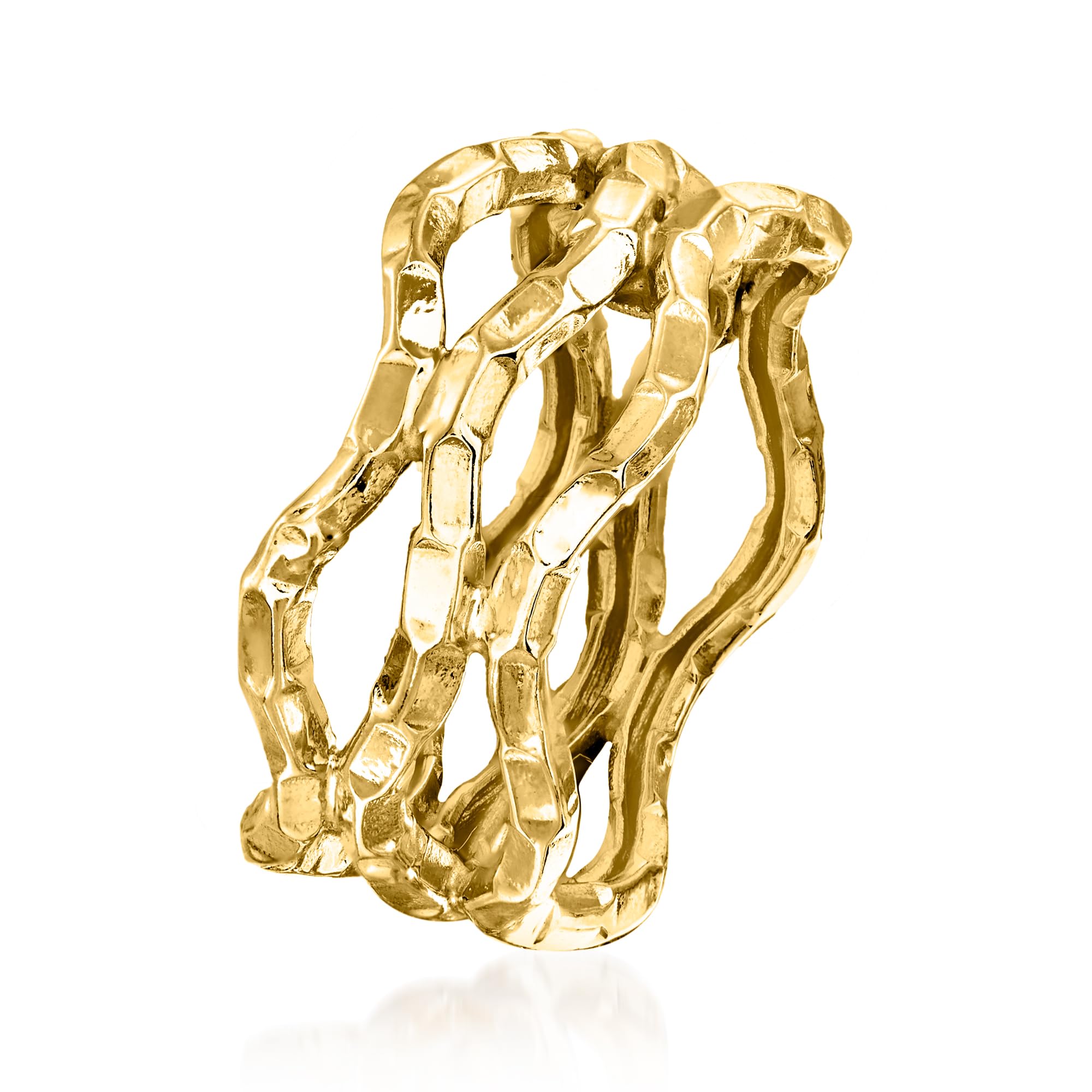 Ross-Simons 14kt Yellow Gold Wavy Open-Space Ring. Size 8