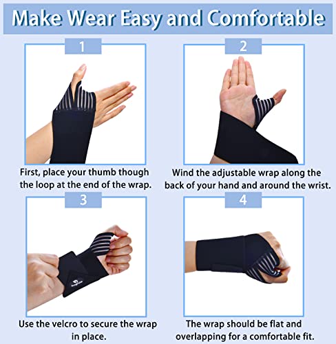 Wrist Wraps with Thumb Support, 2 Pack Wrist Brace for Weightlifting, Gymnastics, Bodybuilding, Cross Training, Wrist Support for Men, Women and Kids - Includes Free Mesh Carry Bag