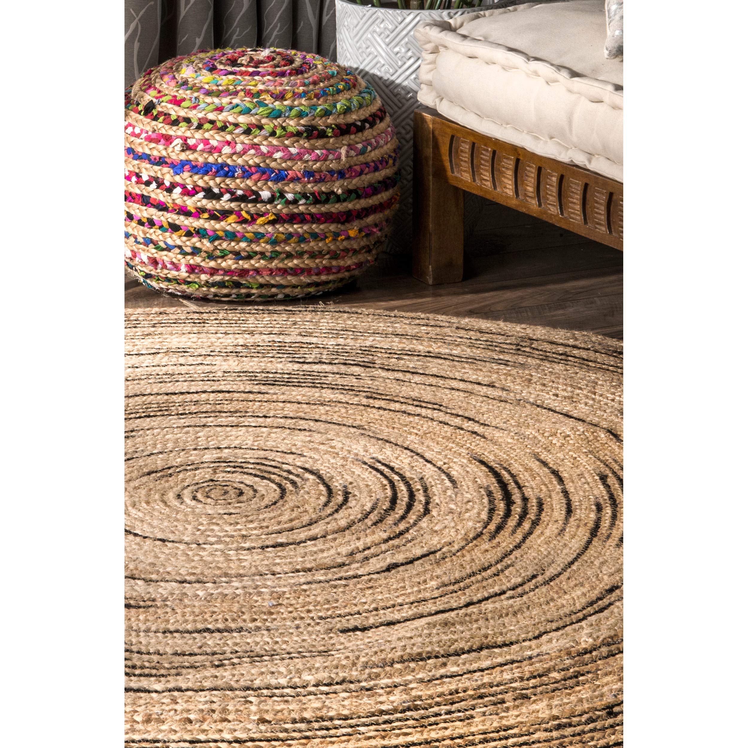 nuLOOM Braided Chelsea Jute Area Rug, 8' Round, Natural