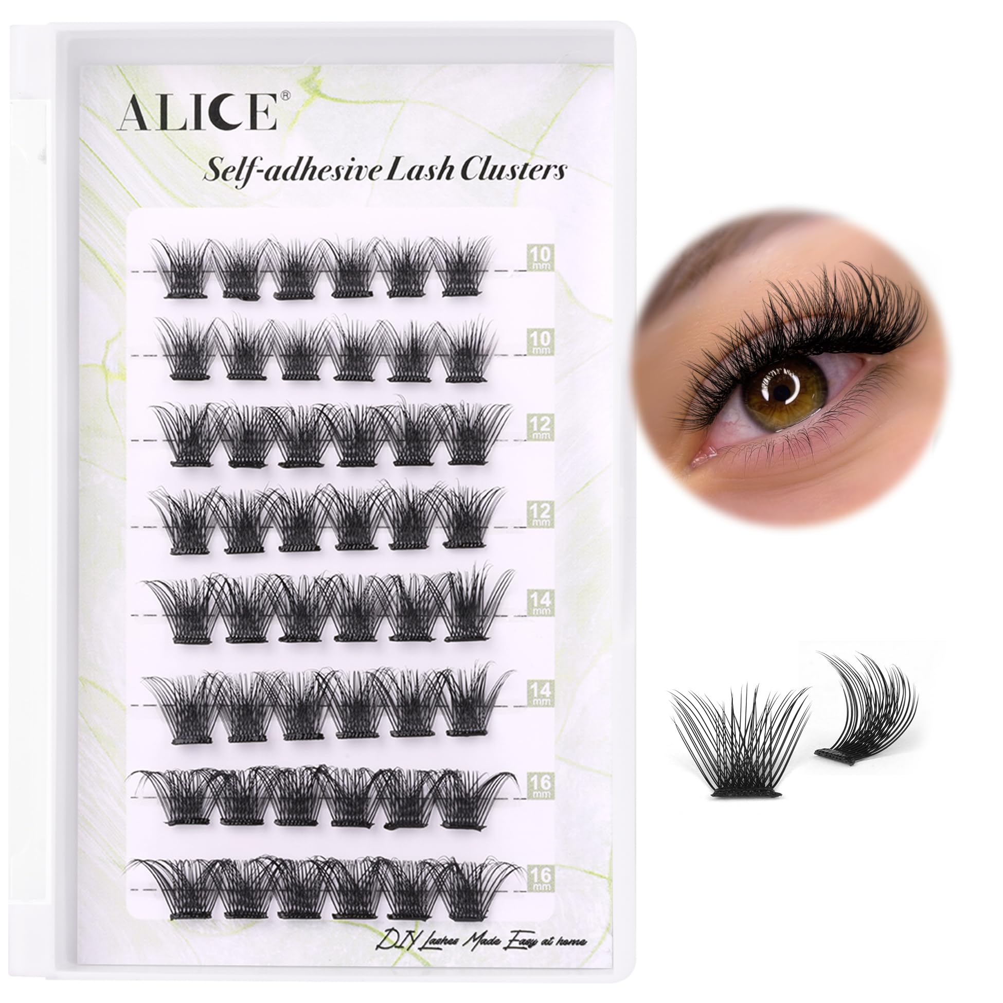 Self Adhesive Eyelashes Lash Clusters, Wispy Volume DIY No Glue Lash Extensions, Self Adhesive Individual Lashes Self Sticking Reusable Adhesive Lashes Natural Look