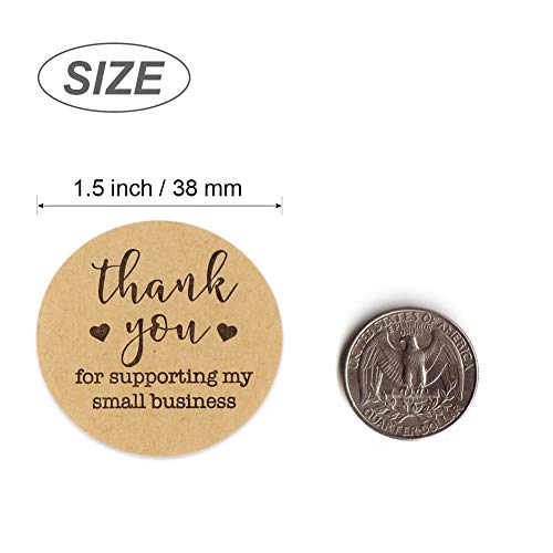 Thank You Stickers 500pcs A Roll, 1.5 inch Small Business Label Kraft Paper Mail Stickers for Envelope Gift Bags Treat Box