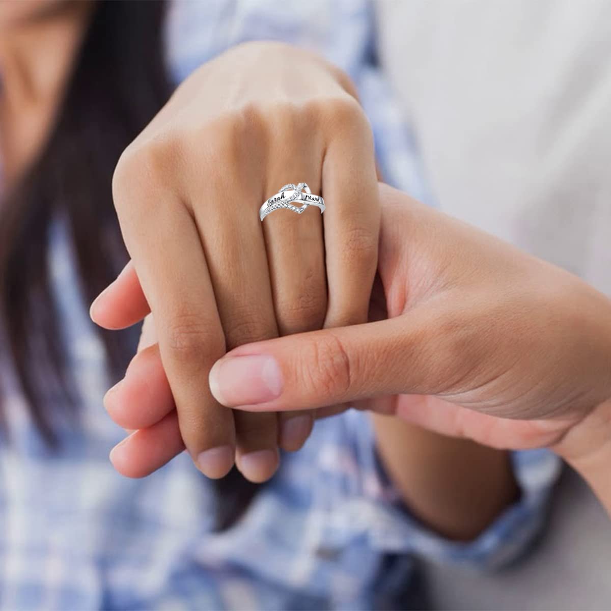 Shusukue Promise Ring for Her Personalized Name Engraved Ring 925 Sterling Silver Custom High School Class Ring Valentines Day Graduation Jewelry Gifts for Women