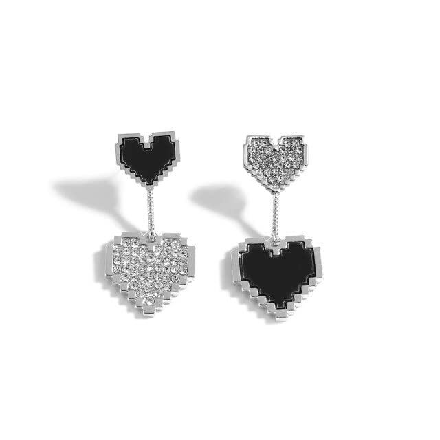 Zboro 2022 Unique Double Heart Shape Crystal Dangle Earring For Women Charm Love Heart Hanging Statement Drop Earring Jewelry - Silver