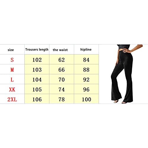 YILYFD Velvet Flare Pants for Women Gothic Elastic High Waisted Courdoroy Disco Bell Bottom Pants Bootcut Yoga Palazzo Long Trousers (Dark Grey, M)